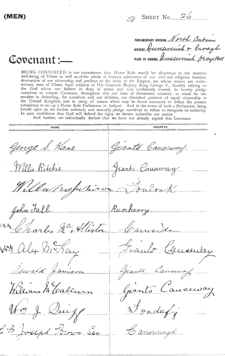 1912 Ulster Covenant – Jamison Signatories – The Jamisons of Co. Antrim ...